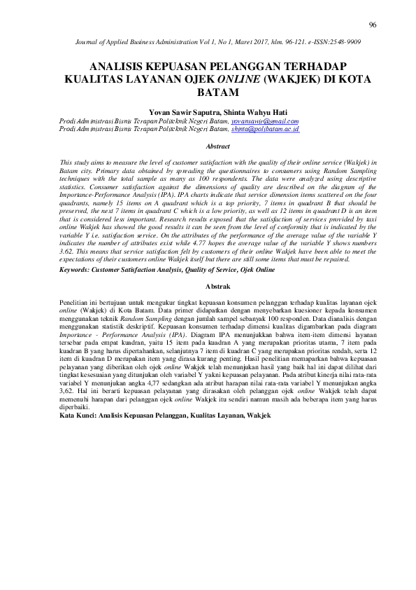 (PDF) Analisis Kepuasan Pelanggan Terhadap Kualitas Pelayanan Pasien Pada Rumah Sakit Bunda ...