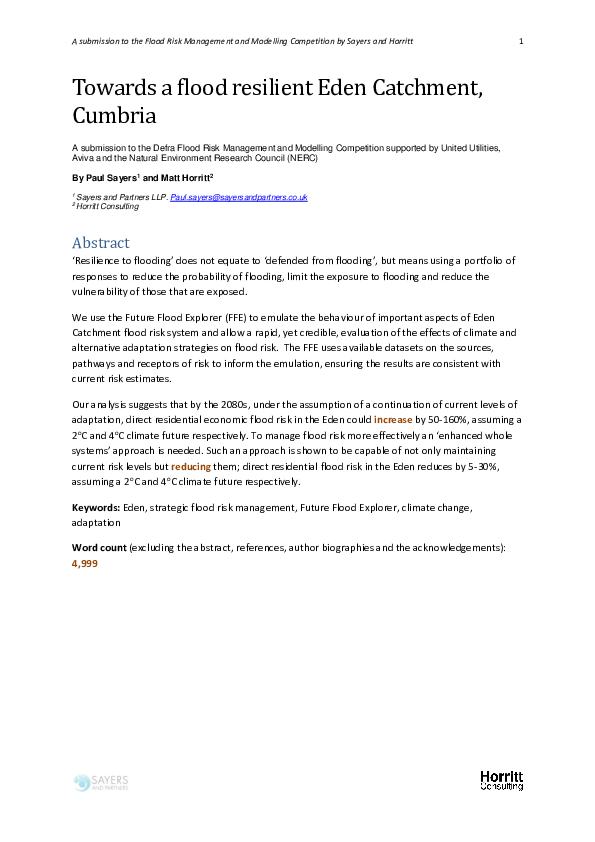 (PDF) Towards a flood resilient Eden Catchment, Cumbria | Paul Sayers ...