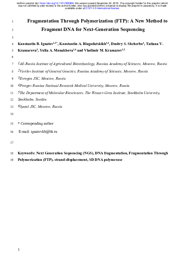 (PDF) Fragment DNA for Next-Generation Sequencing