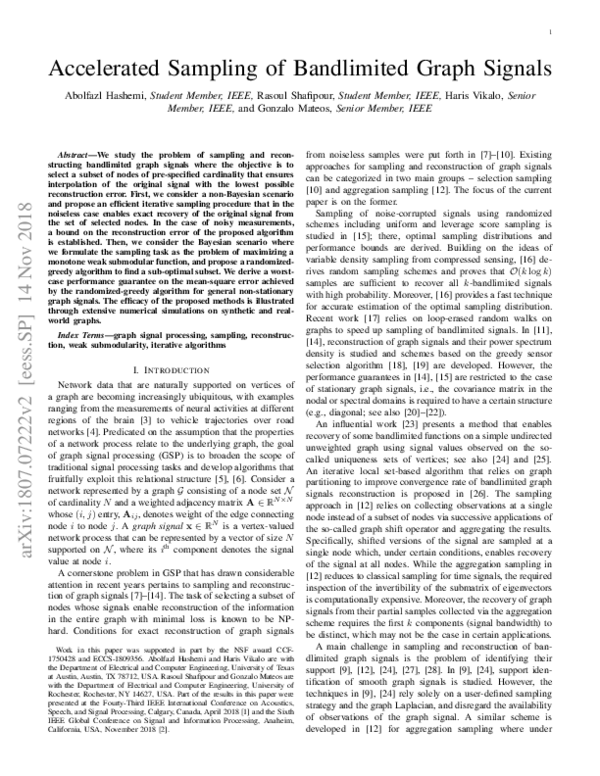 (PDF) Accelerated Sampling of Bandlimited Graph Signals
