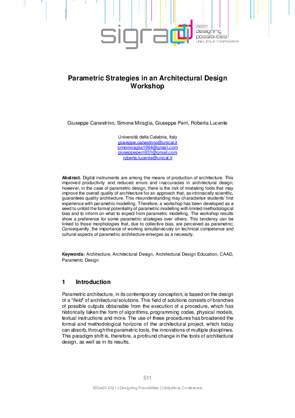 (PDF) Parametric Strategies in an Architectural Design Workshop