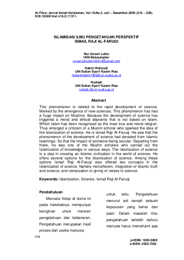 (PDF) Stages of Islamization of Science According to Ismail Raji Al ...