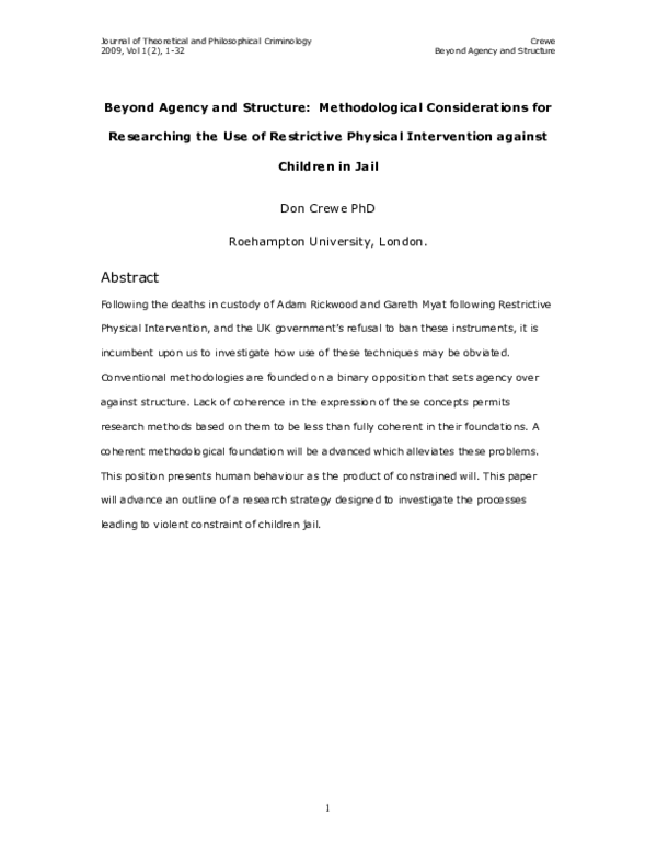 (PDF) Beyond Agency and Structure: Methodological Considerations for ...