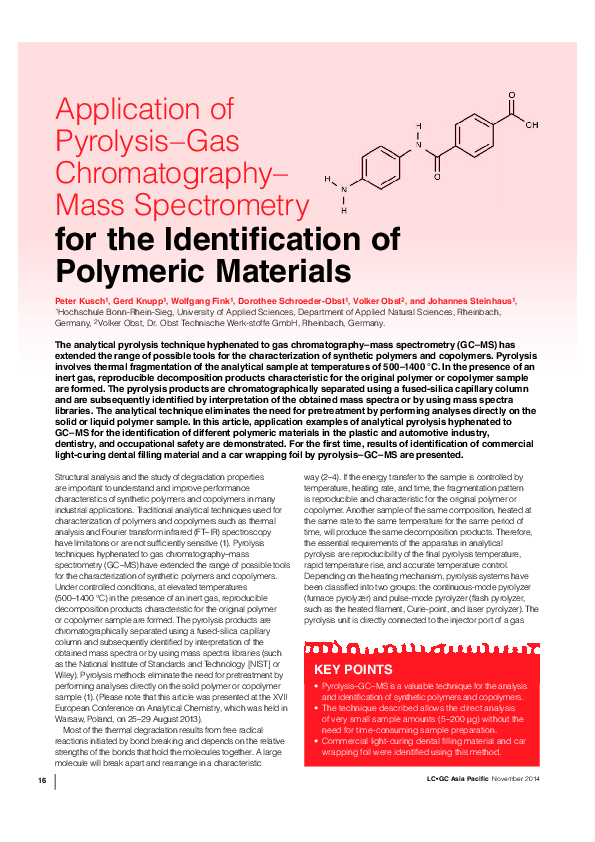 (PDF) Application of pyrolysis–gas chromatography/mass spectrometry for ...