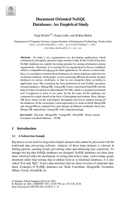 (PDF) Document Oriented NoSQL Databases: An Empirical Study