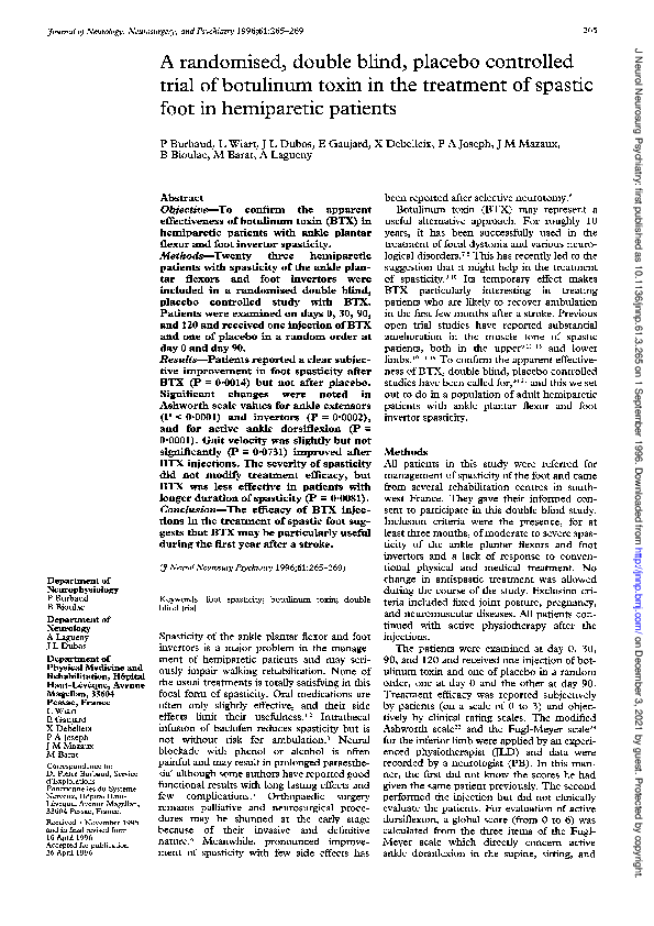 (PDF) A randomised, double blind, placebo controlled trial of botulinum ...