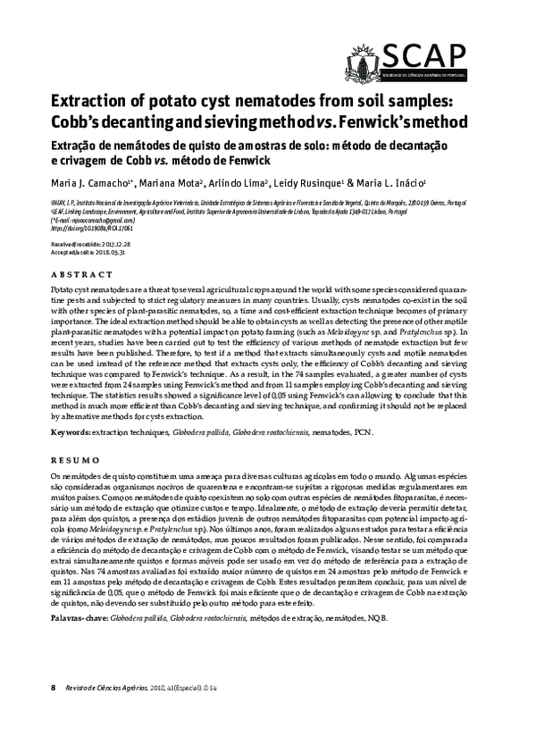 (PDF) Extraction of potato cyst nematodes from soil samples: Cobb’s ...