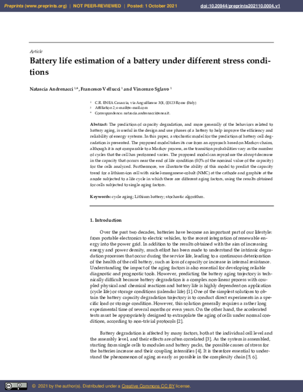 (PDF) Battery Life Estimation of a Battery Under Different Stress ...
