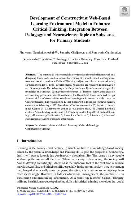 (PDF) Constructivist Web-Based Learning Model for Enhancing Critical Thinking