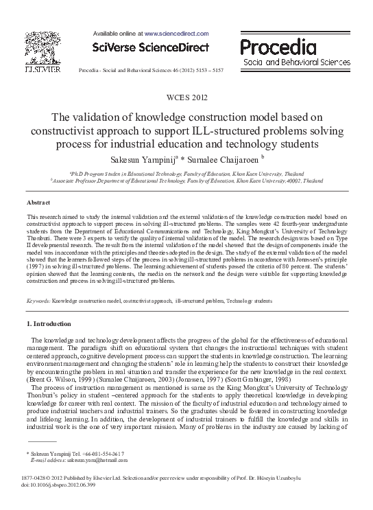 (PDF) The Validation of Knowledge Construction Model based on Constructivist Approach to Support ...
