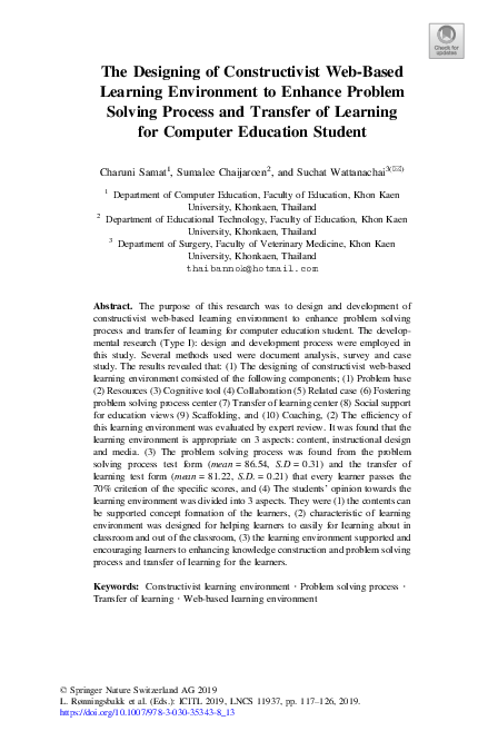 (PDF) The Designing of Constructivist Web-Based Learning Environment to Enhance Problem Solving ...