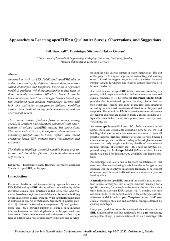 (PDF) Approaches to learning openEHR : a qualitative survey ...