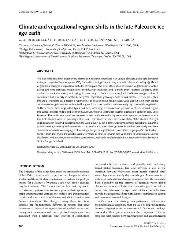 (PDF) Climate and vegetational regime shifts in the late Paleozoic ice ...