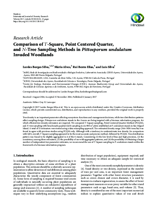 (PDF) Comparison ofT-Square, Point Centered Quarter, andN-Tree Sampling ...