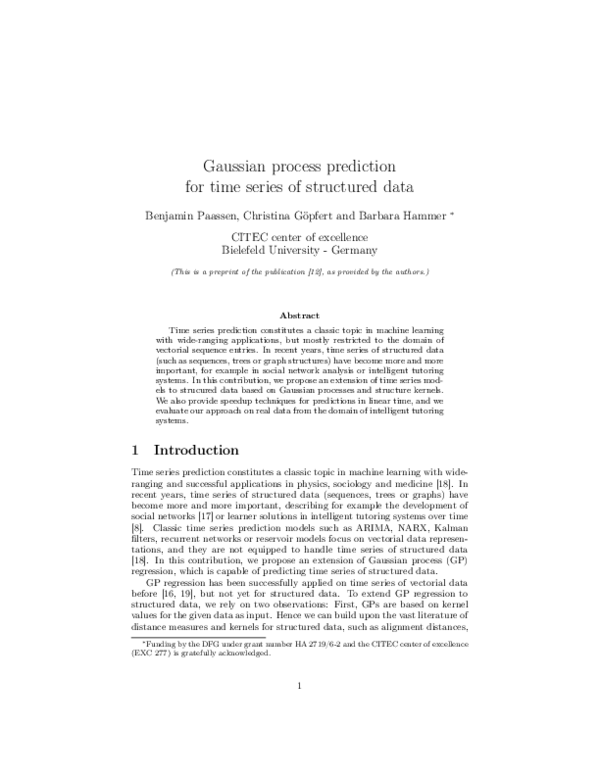 (PDF) Gaussian process prediction for time series of structured data ...