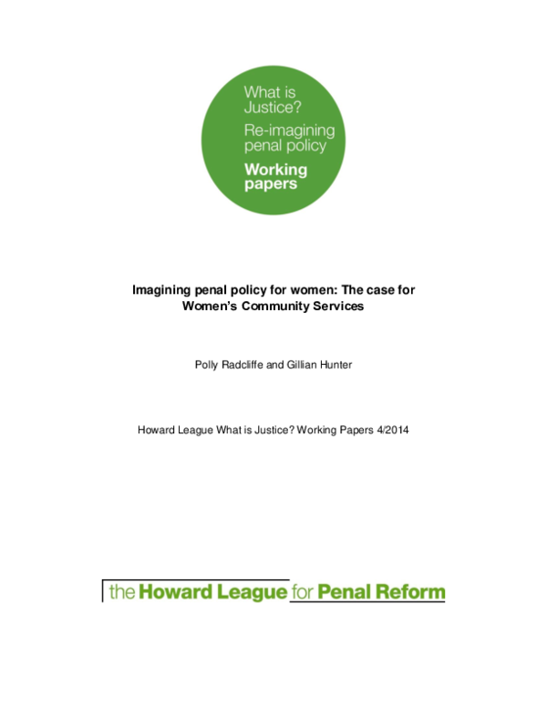 (PDF) Imagining penal policy for women: The case for Women's Community ...
