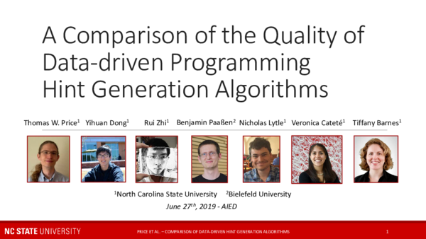 Pdf A Comparison Of The Quality Of Data Driven Programming Hint