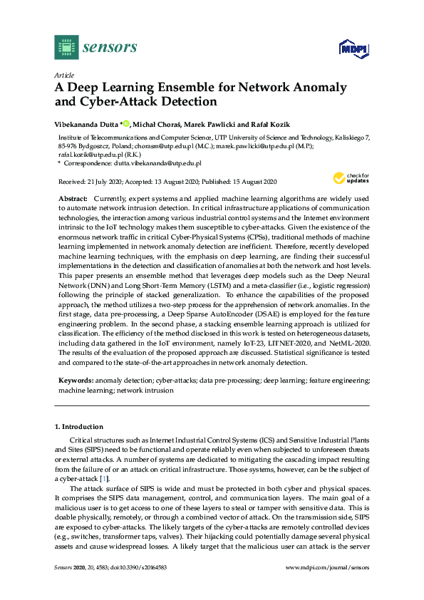 (PDF) A Deep Learning Ensemble for Network Anomaly and Cyber-Attack Detection