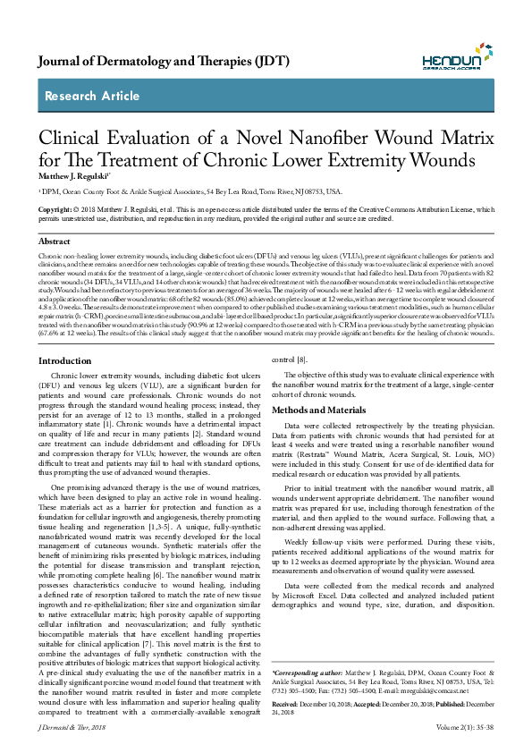 (PDF) Clinical Evaluation of a Novel Nanofiber Wound Matrix for The ...