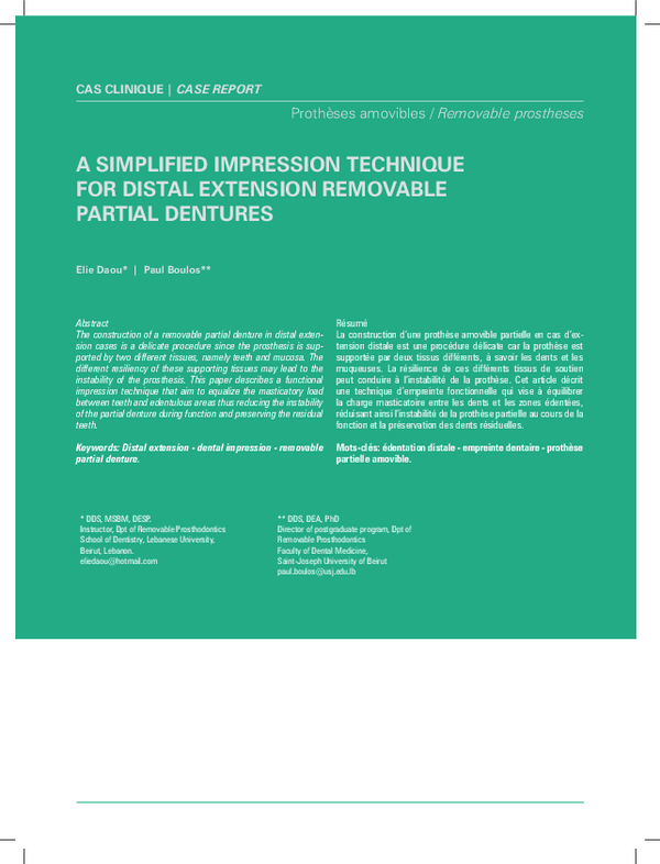 (PDF) A Simplified Impression Technique for Distal Extension Removable ...