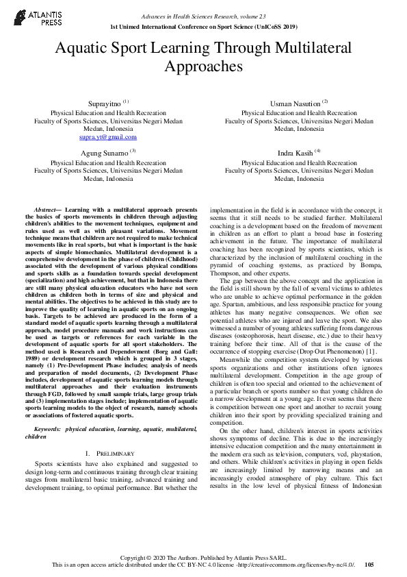 (PDF) Aquatic Sport Learning Through Multilateral Approaches