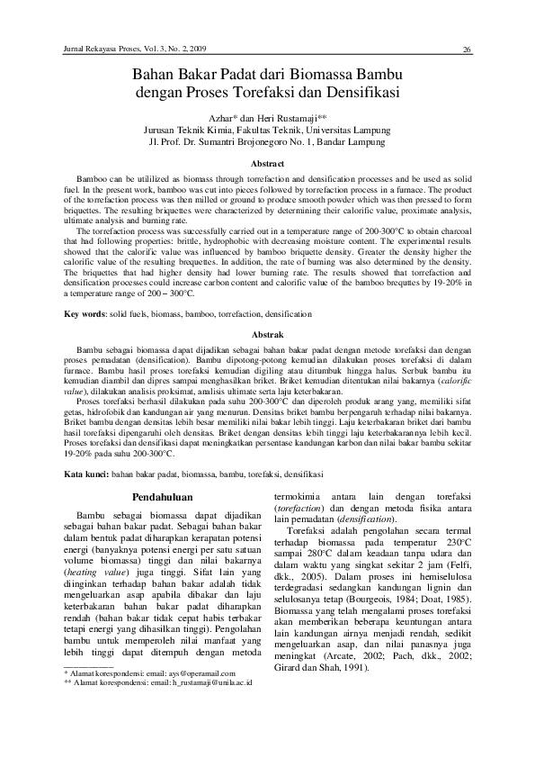 (PDF) Bahan Bakar Padat dari Biomassa Bambu dengan Proses Torefaksi dan ...