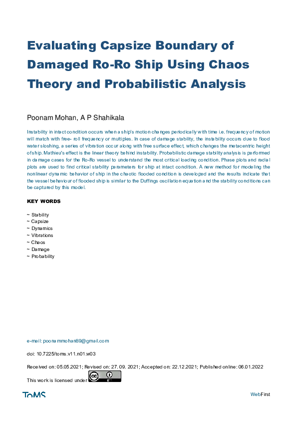 (PDF) Evaluating Capsize Boundary of Damaged Ro-Ro Ship Using Chaos ...