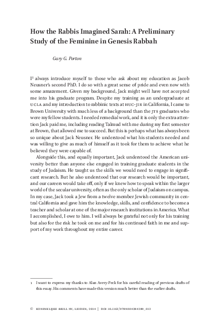 (PDF) How the Rabbis Imagined Sarah: A Preliminary Study of the ...