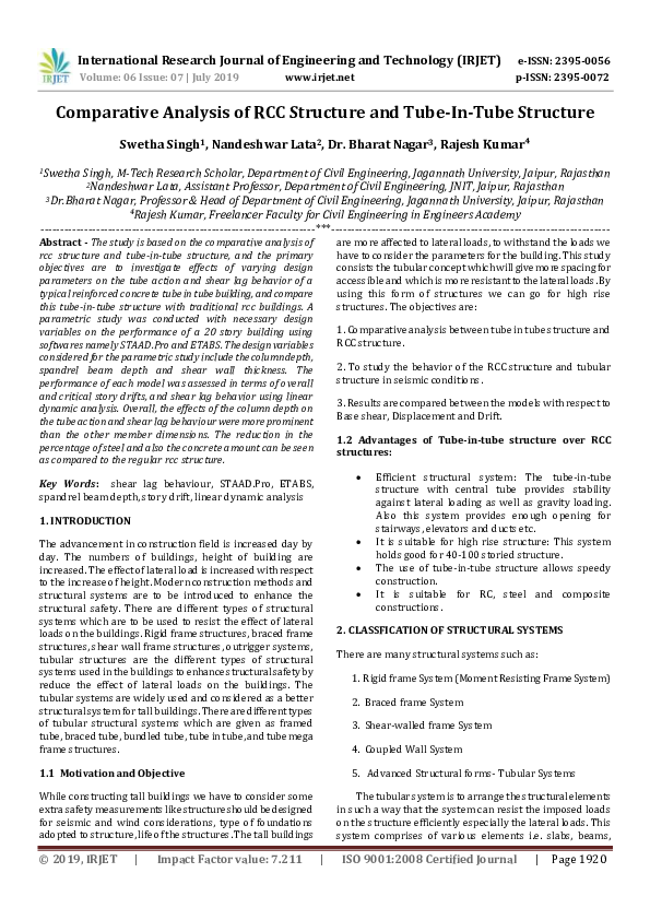 (PDF) Comparative Analysis of RCC Structure and Tube-In-Tube Structure
