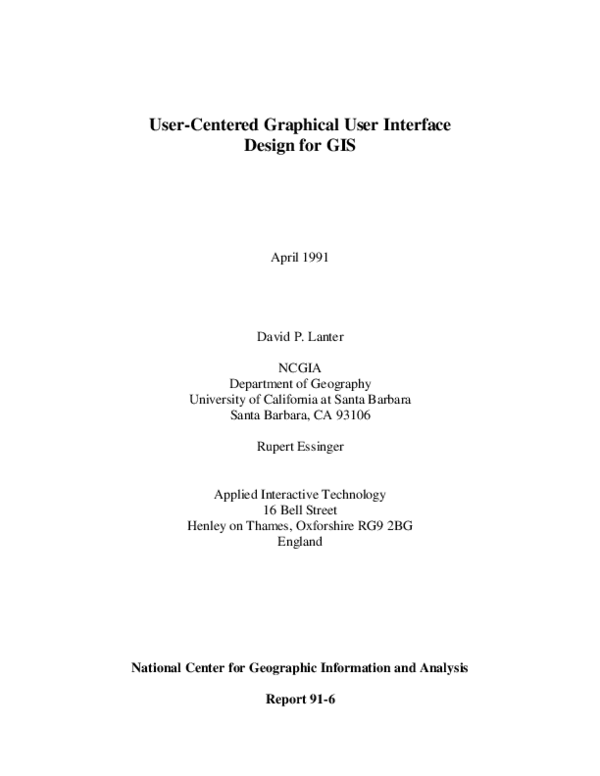 (PDF) User-Centered Graphical User Interface Design for GIS