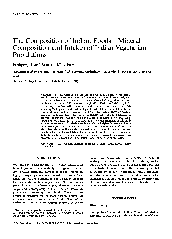 (PDF) The composition of Indian foods—mineral composition and intakes ...