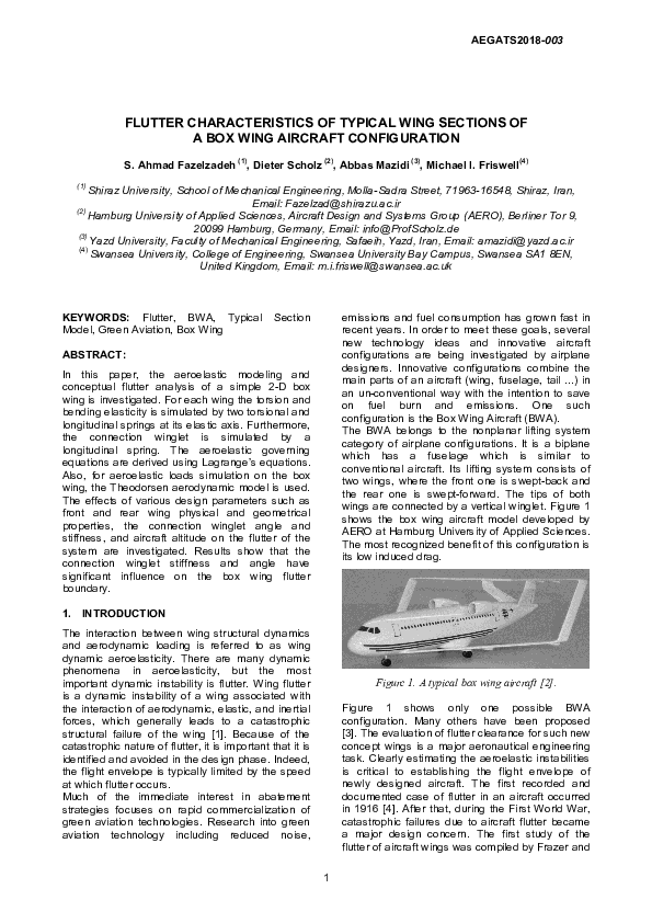 (PDF) Flutter Characteristics of Typical Wing Sections of a Box Wing ...