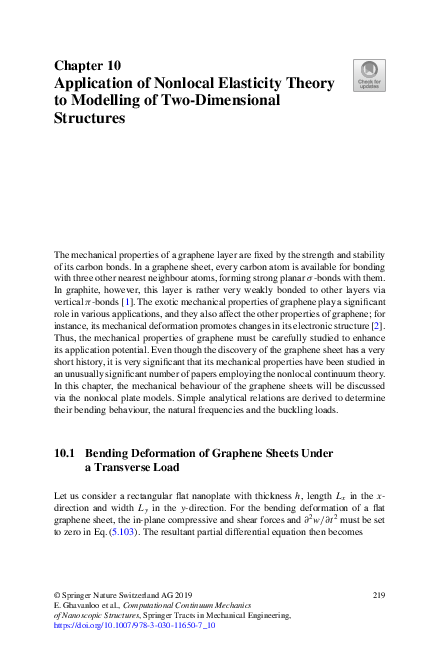 (PDF) Application of Nonlocal Elasticity Theory to Modelling of Two ...