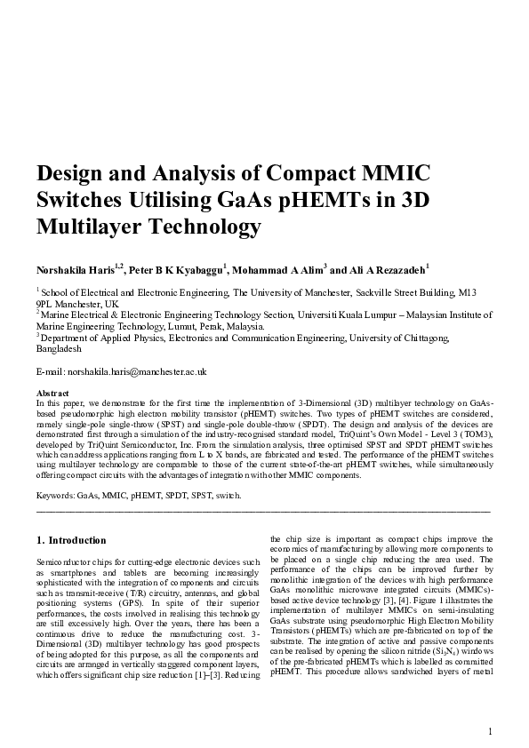 (PDF) Design and Analysis of Compact MMIC Switches Utilising GaAs ...