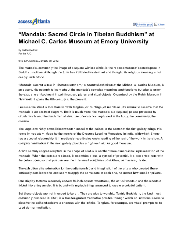(PDF) The Mandala: sacred circle in Tibetan Buddhism