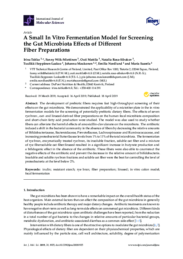 (PDF) A Small In Vitro Fermentation Model for Screening the Gut ...