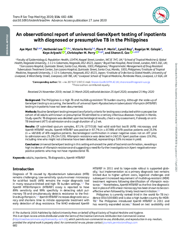 PDF An Observational Report Of Universal GeneXpert Testing Of Inpatients With Diagnosed Or pdf-an-observational-report-of-universal-genexpert-testing-of-inpatients-with-diagnosed-or