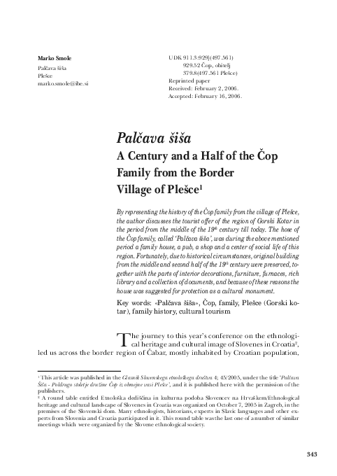 (PDF) Palčava šiša Stoljeće i pol obitelji Čop iz pograničnog sela ...