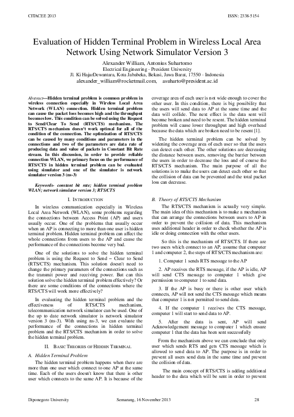 (PDF) Evaluation of Hidden Terminal Problem in Wireless Local Area ...