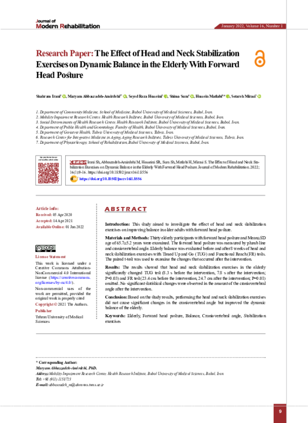 (PDF) The Effect of Head and Neck Stabilization Exercises on Dynamic ...