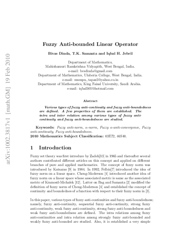 (PDF) Fuzzy Anti-bounded Linear Operator