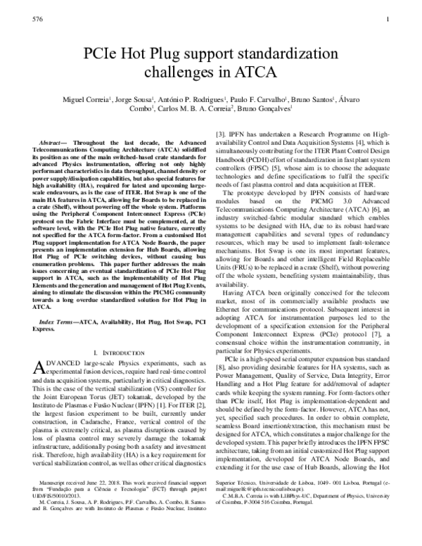 (PDF) PCIe hot-plug support standardization challenges in ATCA