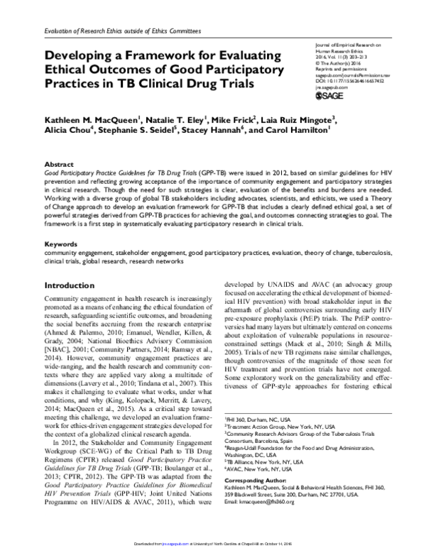 (PDF) Developing a Framework for Evaluating Ethical Outcomes of Good ...