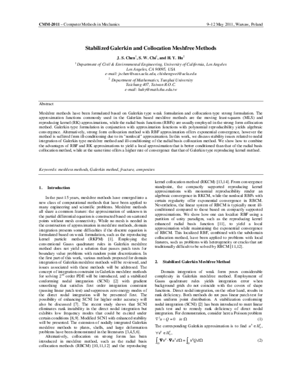 (PDF) Stabilized Galerkin and Collocation Meshfree Methods
