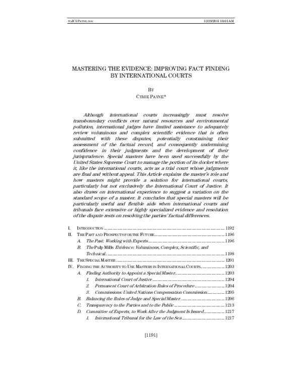 (PDF) Mastering the Evidence: Improving Fact Finding by International ...