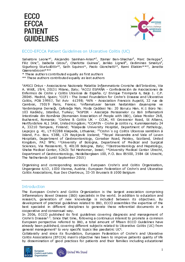 (PDF) ECCO-EFCCA Patient Guidelines on Ulcerative Colitis ( UC )