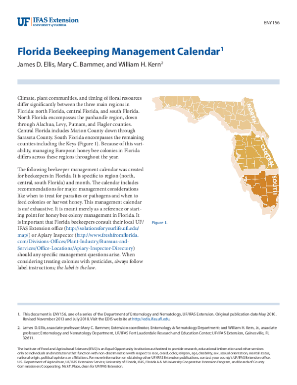 (PDF) Florida Beekeeping Management Calendar