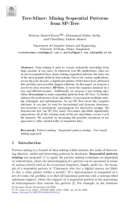 (PDF) Tree-Miner: Mining Sequential Patterns from SP-Tree