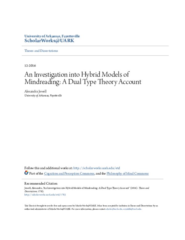 (PDF) An Investigation into Hybrid Models of Mindreading: A Dual Type Theory Account