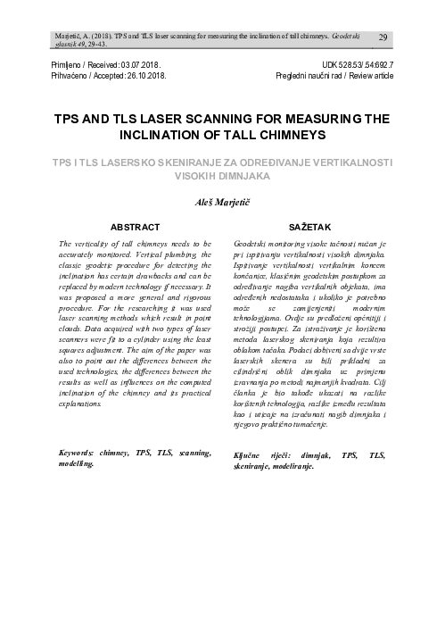 (PDF) TPS and TLS laser scanning for measuring the inclination of tall ...